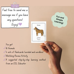 Arabic Farm Animal Flashcards English Bilingual Language Homeschooling ...