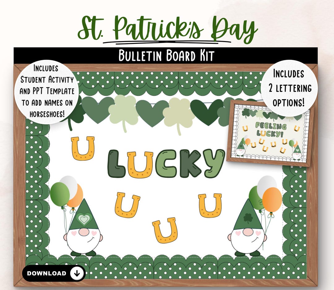 Saint Patrick's Day Bulletin Board Kit, Printable Classroom Door Decor ...