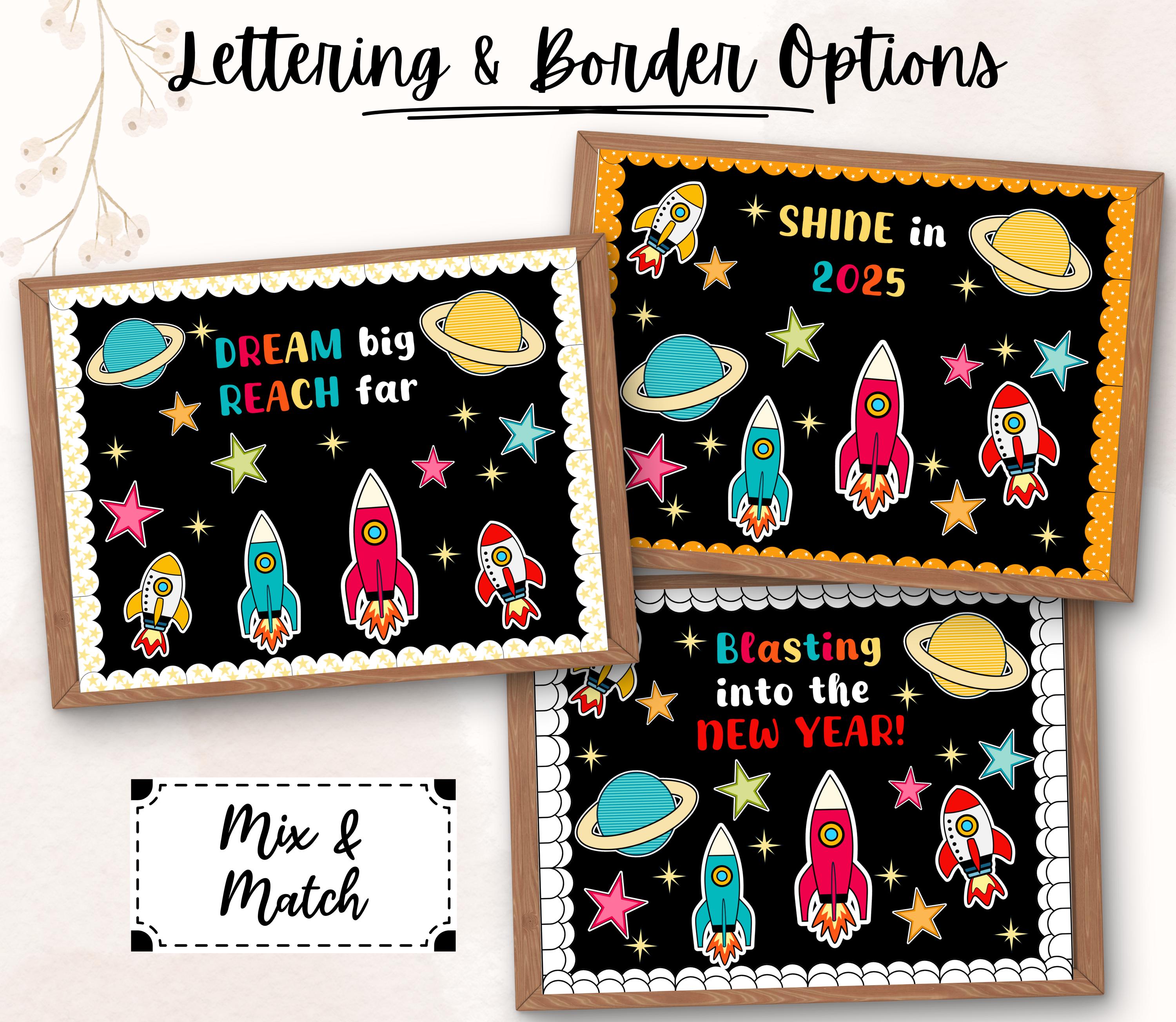 New Year 2025 Bulletin Board Kit, Motivational Inspirational January ...