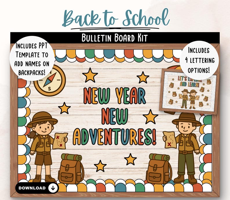 Back to School Bulletin Board Kit | Adventure Classroom Door Display ...