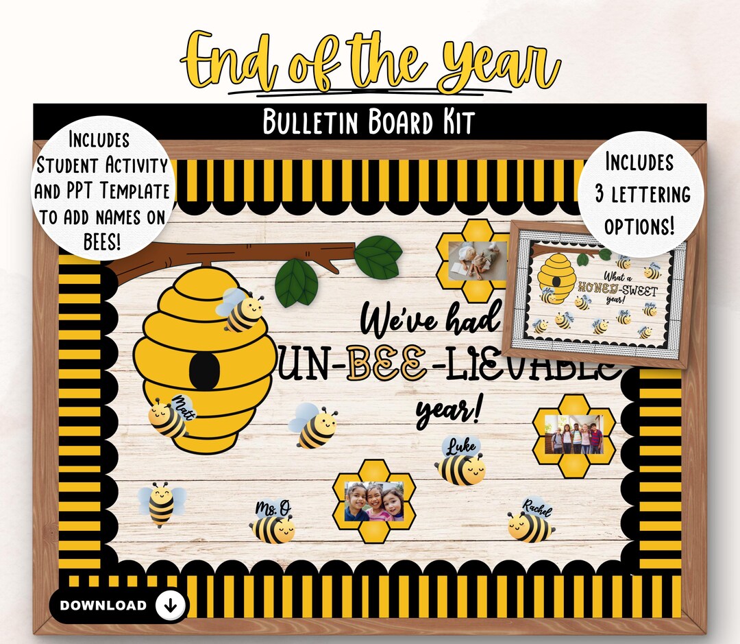 Bee End of School Year Bulletin Board Kit | Classroom Library Door ...