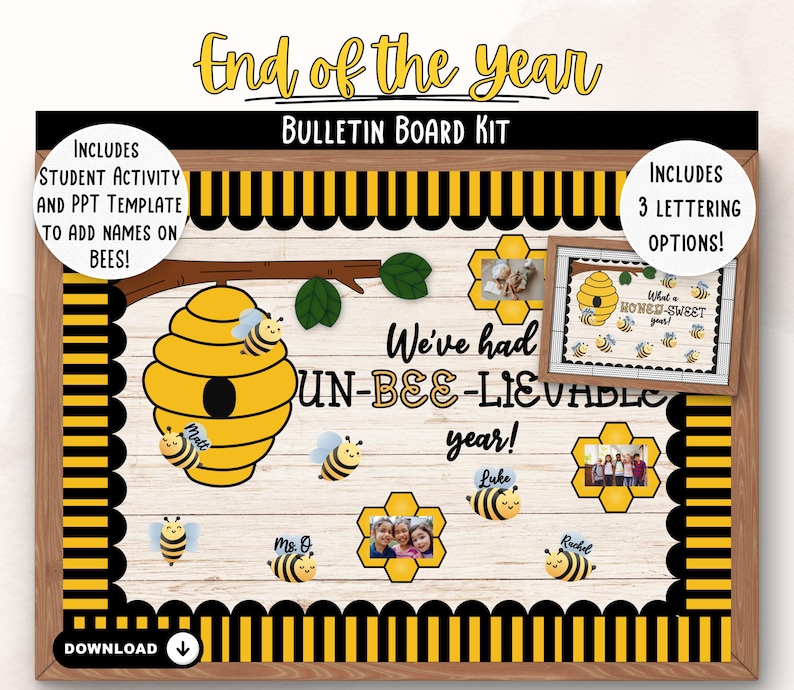 Bee End of School Year Bulletin Board Kit | Classroom Library Door ...