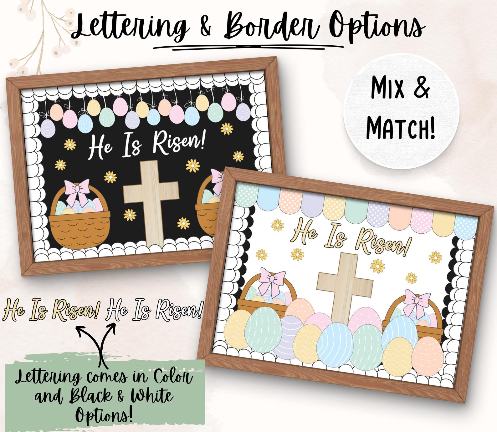 He is Risen Easter Bulletin Board Kit April March Printable Religious ...