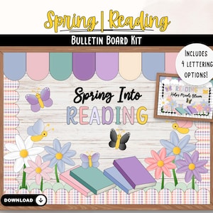 Spring Into Reading Bulletin Board Kit, Classroom Library Door Decor ...