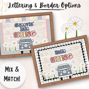 Retro Spring Bulletin Board Kit Groovy Classroom Library Door Display ...