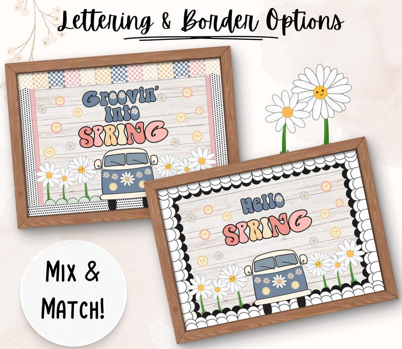 Retro Spring Bulletin Board Kit Groovy Classroom Library Door Display ...