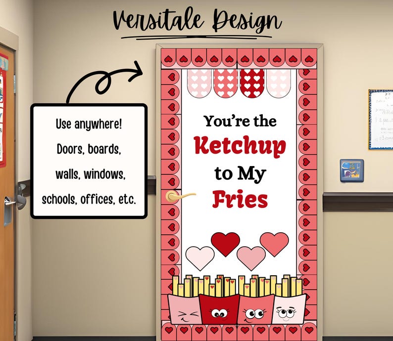 Valentine's Day Bulletin Board Kit, February Fries Heart Love Display ...