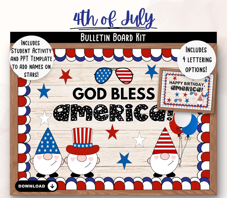 4th of July Bulletin Board Kit | Patriotic Classroom Door | Display ...