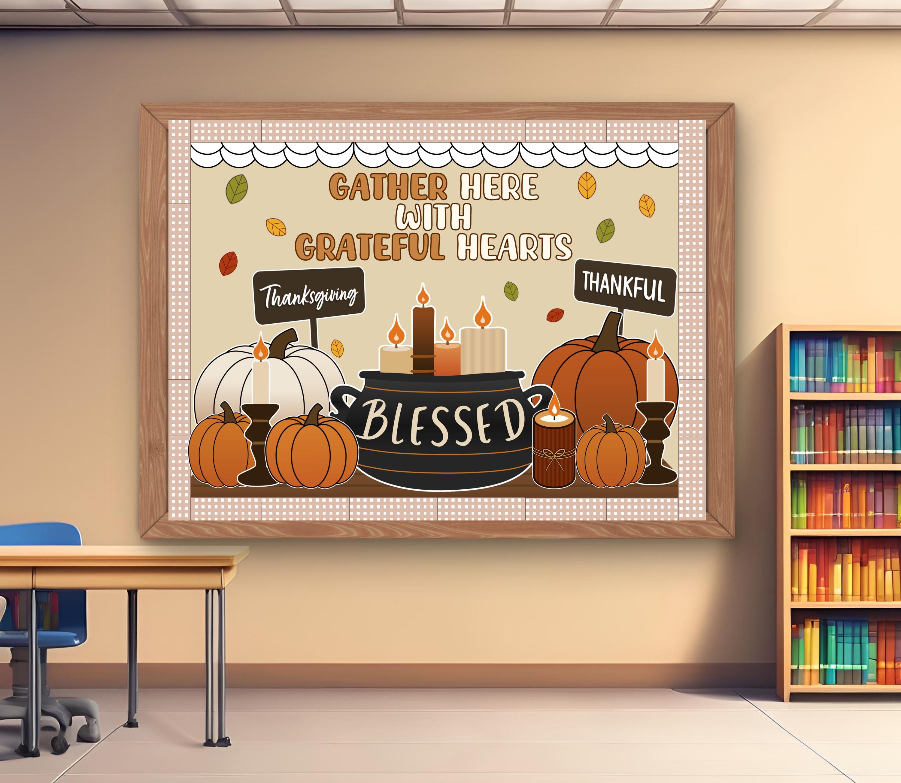 Thanksgiving Decor Bulletin Board Kit | Fall Bulletin Board Kit | Door ...