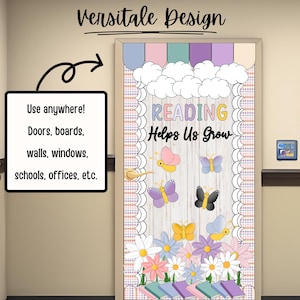 Spring Into Reading Bulletin Board Kit, Classroom Library Door Decor ...