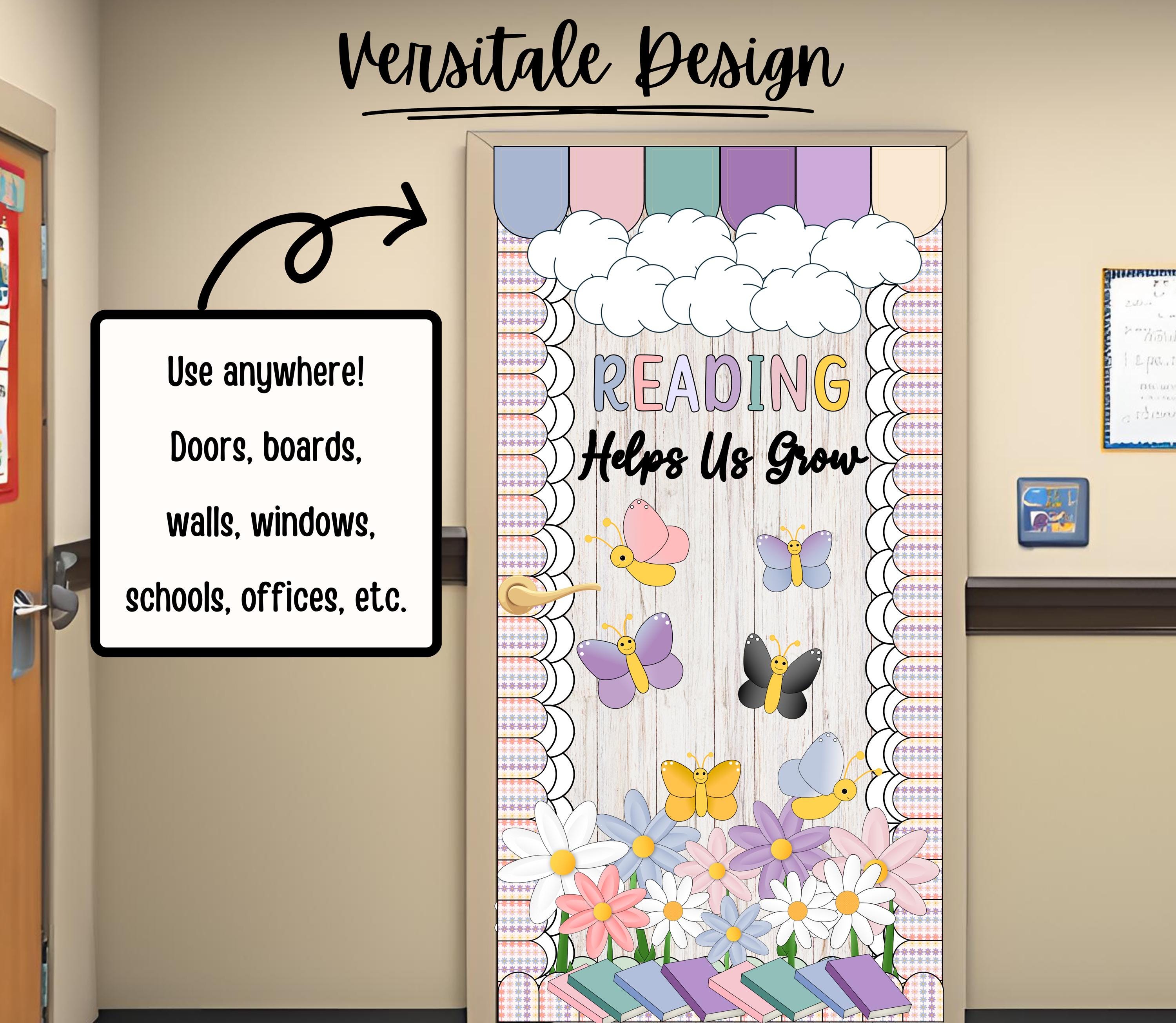 Spring Into Reading Bulletin Board Kit, Classroom Library Door Decor ...