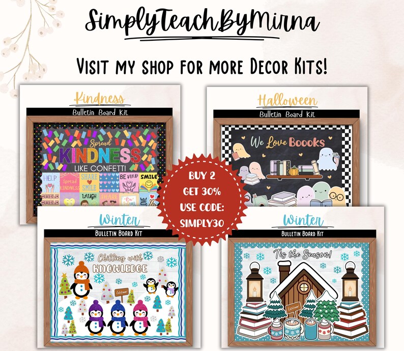 Winter December Christmas Bulletin Board Kit, School Door Decor ...