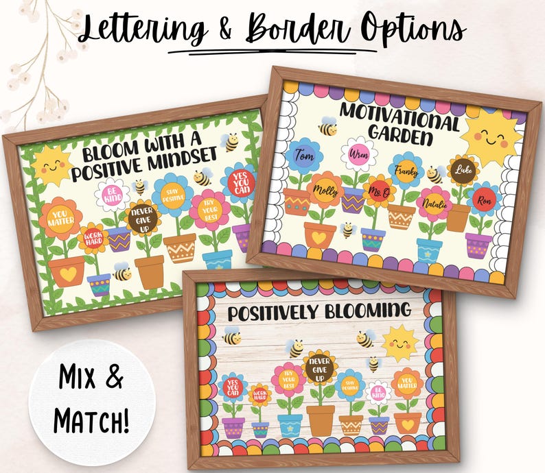 Growth Mindset Decor Bulletin Board Kit | Flower Classroom Library ...