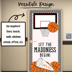 March Let the Madness Begin Bulletin Board Kit, Basketball Door Display ...