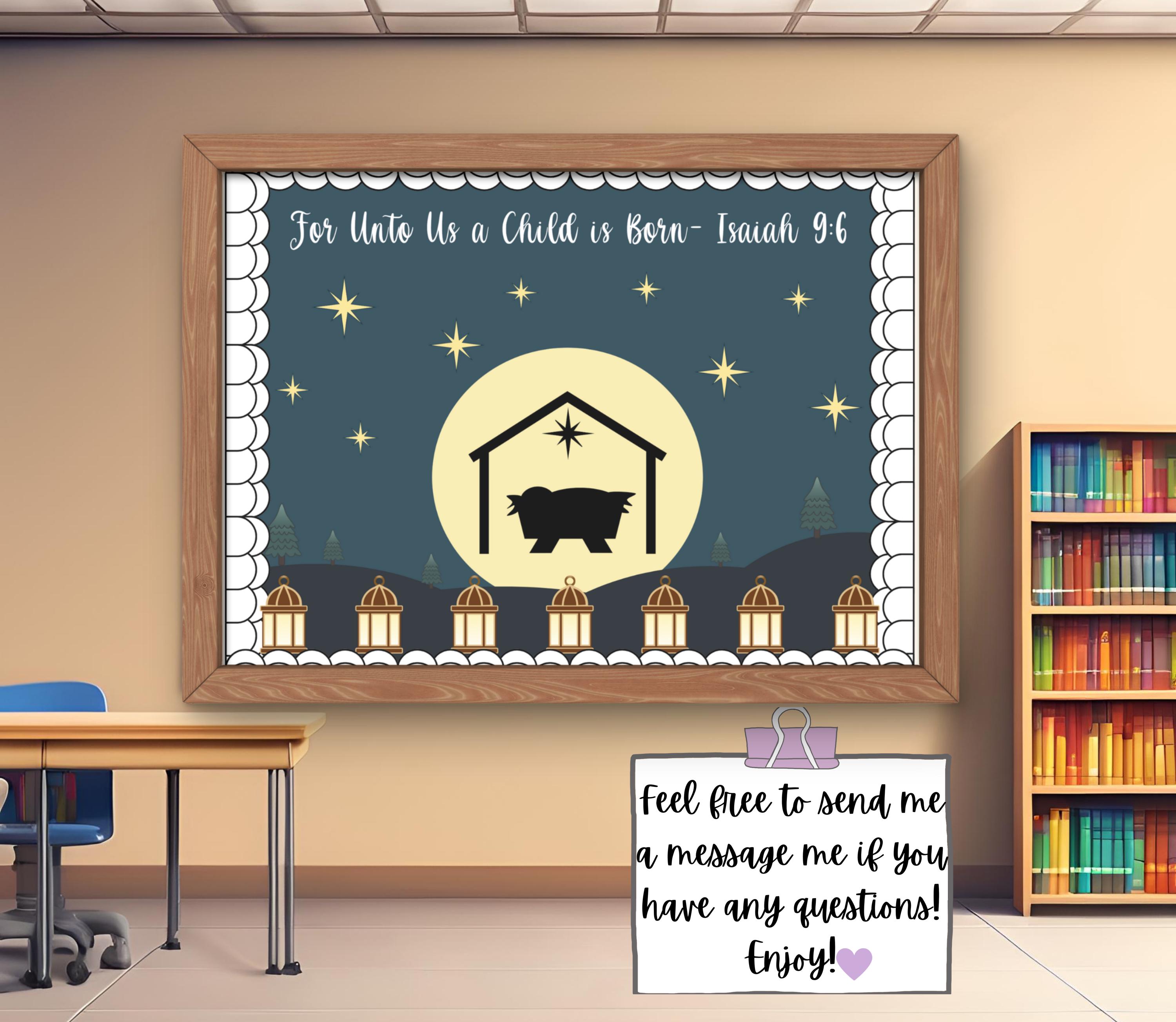 Jesus Christmas Christian Bulletin Board Kit, Winter December School ...