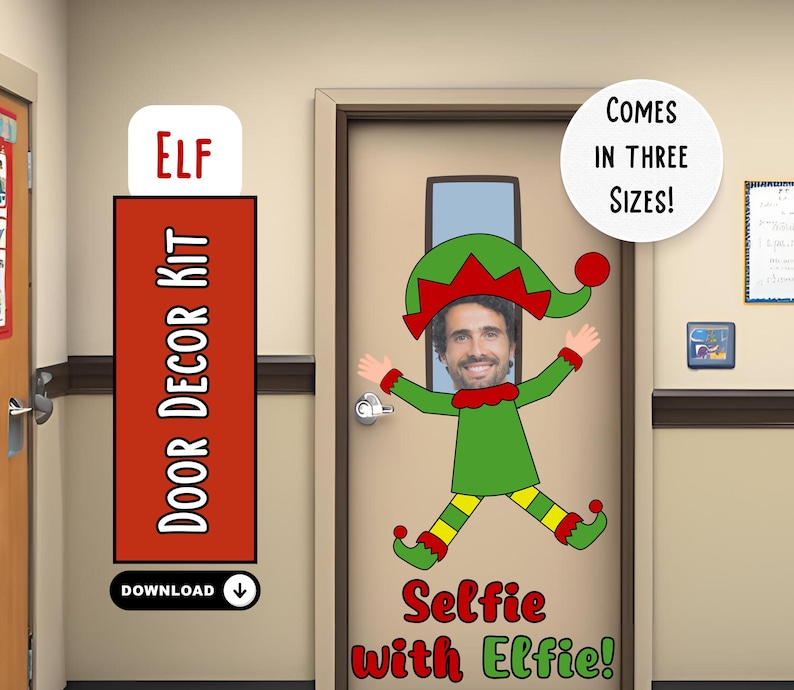 Elf Door Window Decor Interactive Bulletin Board Kit, Christmas ...