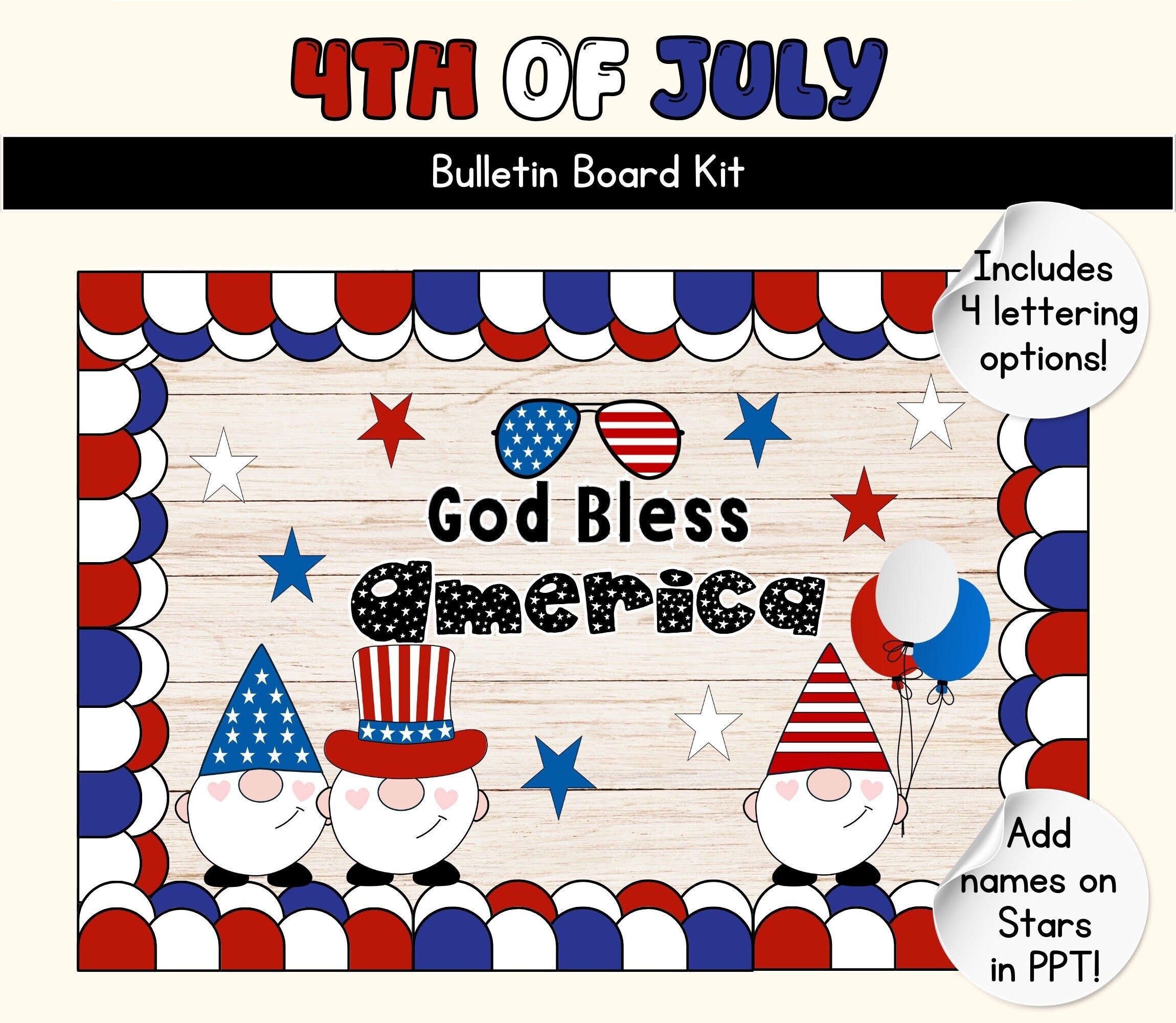 4th of July Bulletin Board Kit Classroom Door Display Class Decor ...