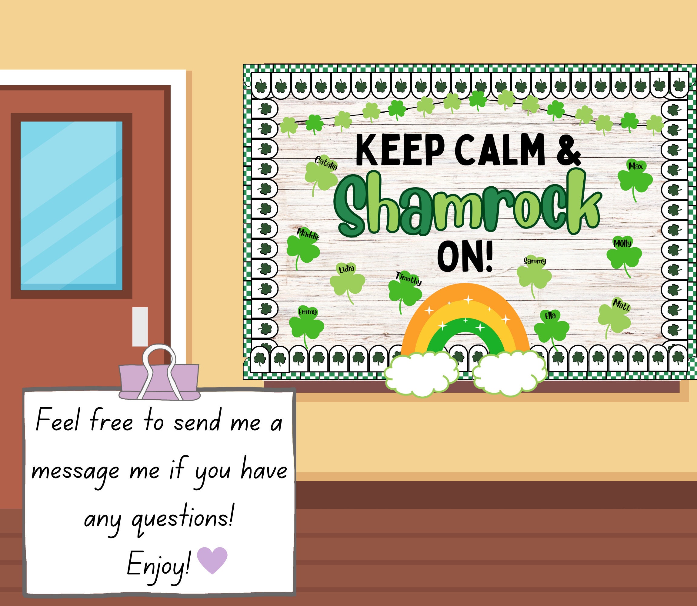 St Patrick's Day Bulletin Board Door Activity Display Kit Shamrock ...