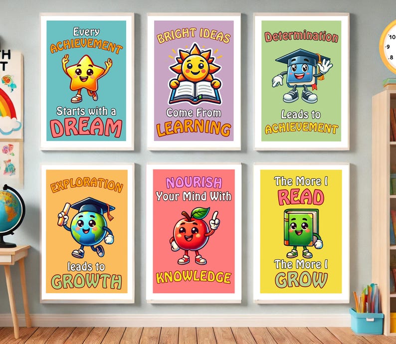 Retro Classroom Printable Growth Mindset Poster Door Sign Decor ...