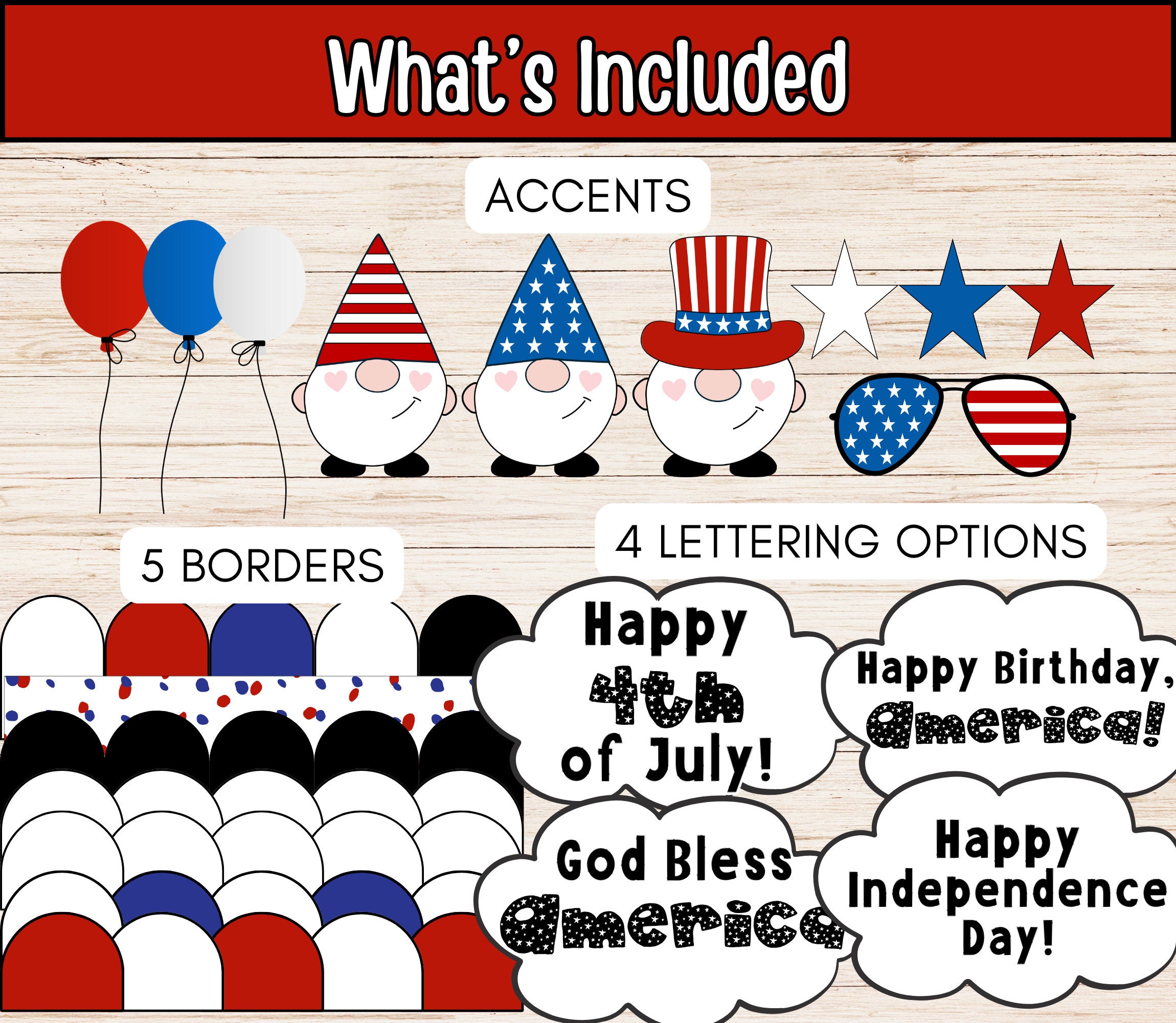 4th of July Bulletin Board Kit Classroom Door Display Class Decor ...