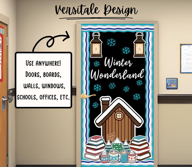 Winter December Christmas Bulletin Board Kit, School Door Decor ...