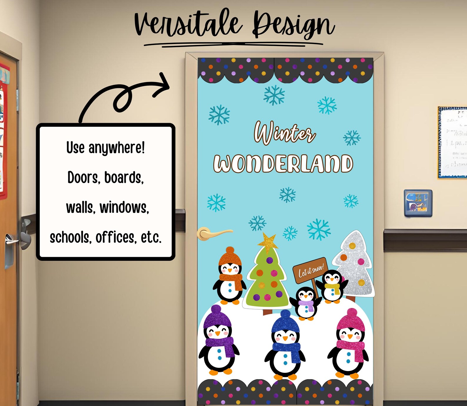 Winter December Christmas Bulletin Board Kit, School Door Decor ...