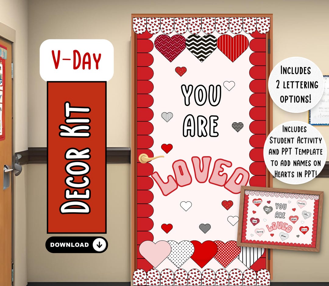 Valentines Day Door Bulletin Board Activity Display Kit You Are Loved ...