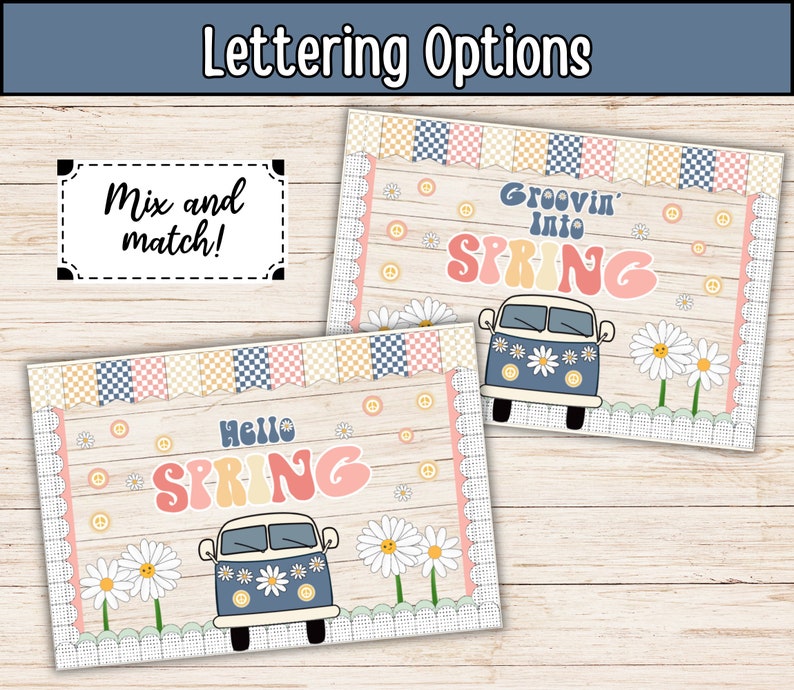 Retro Spring Bulletin Board Kit Groovy Classroom Library Door Display ...