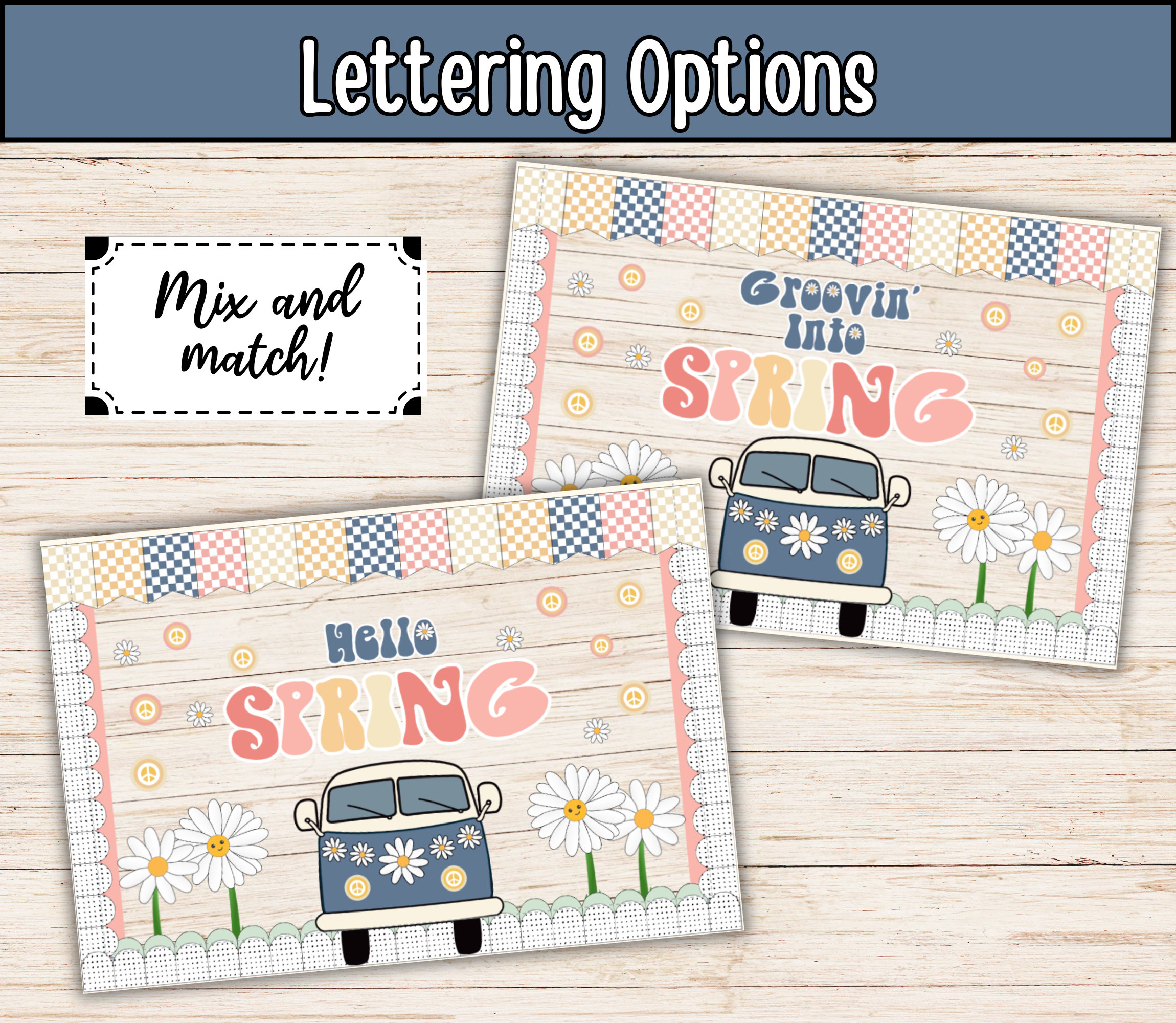 Retro Spring Bulletin Board Kit Groovy Classroom Library Door Display ...