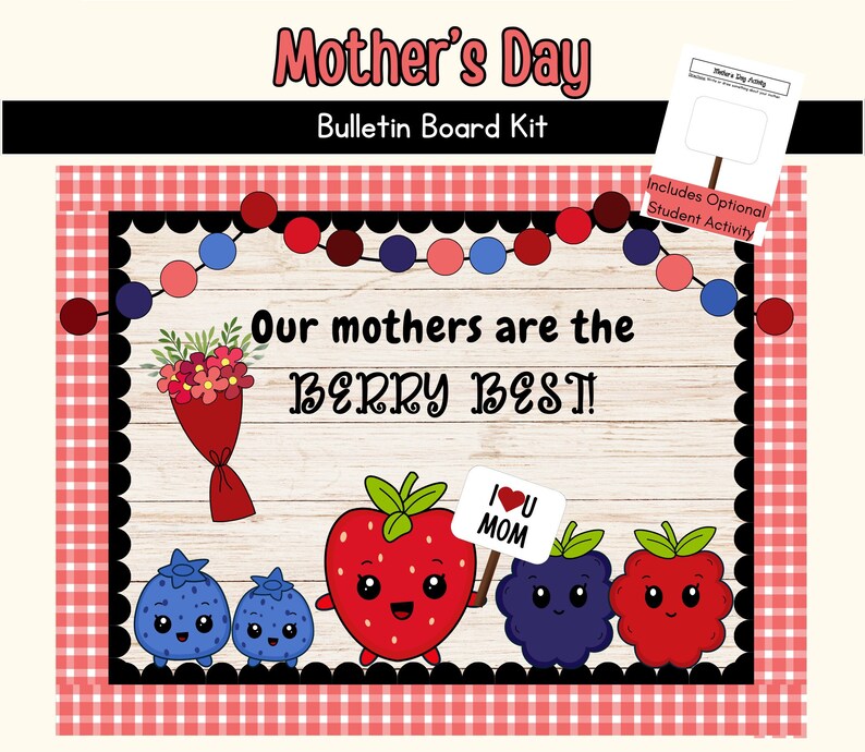 Happy Mother's Day May Bulletin Board Kit Mummy Fruit Bulletin Board ...