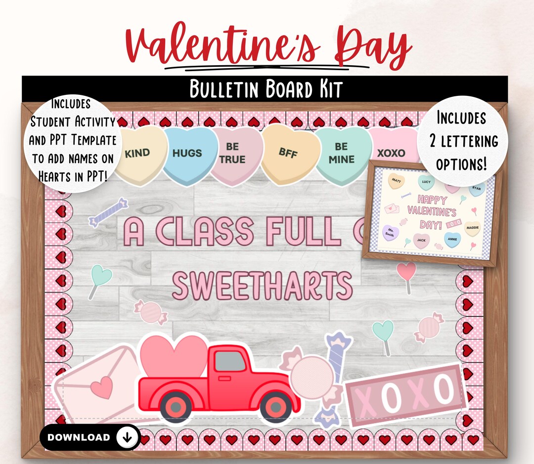Valentine's Day Bulletin Board Activity Display Kit, Candy Hearts ...