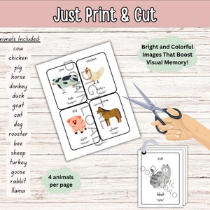 Arabic Farm Animal Flashcards English Bilingual Language Homeschooling ...