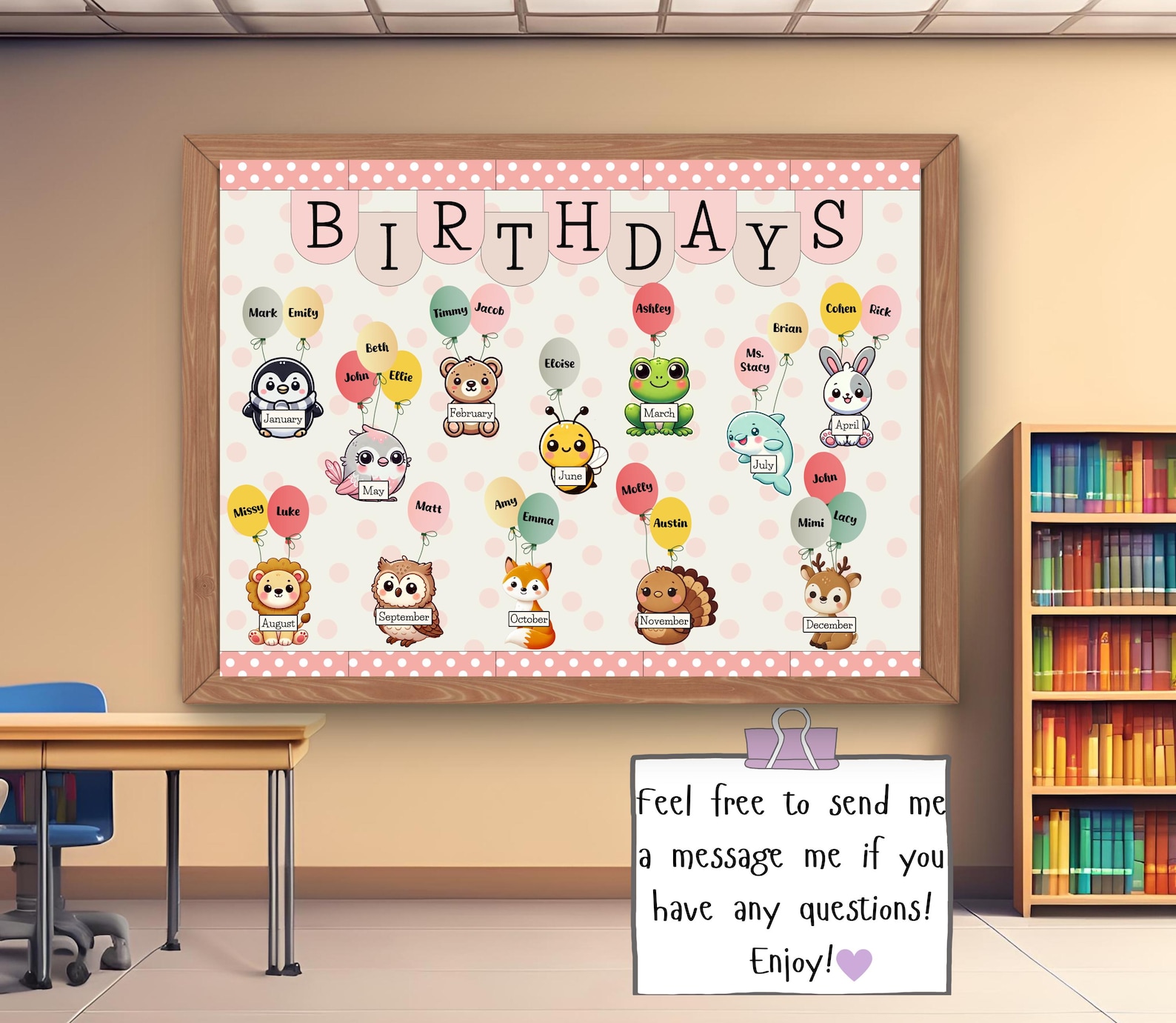 Animal Birthday Bulletin Board Kit Display, Interactive School ...