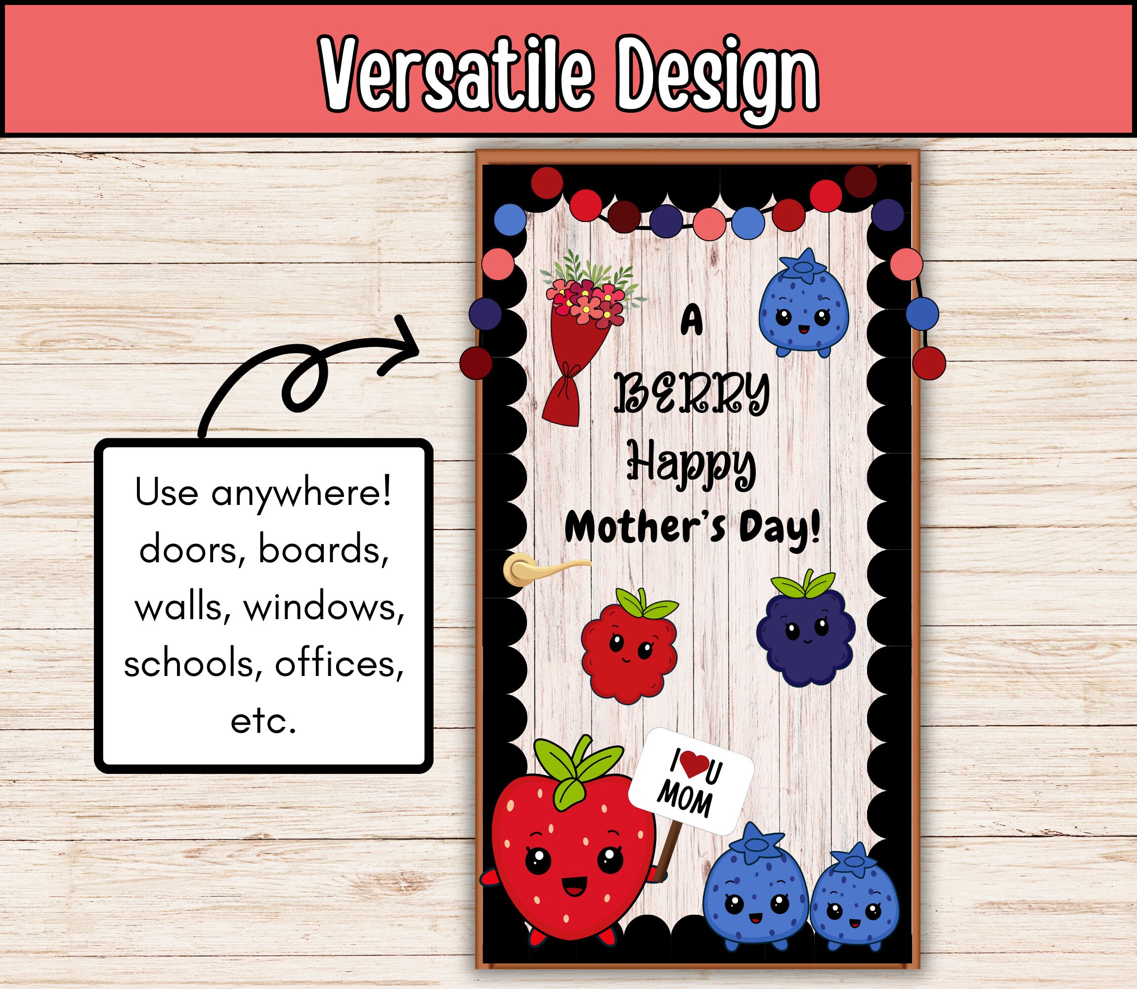 Happy Mother's Day May Bulletin Board Kit Mummy Fruit Bulletin Board ...