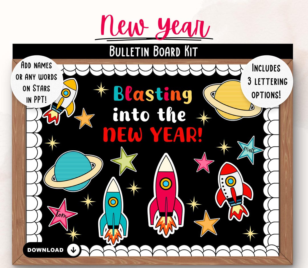 New Year 2025 Bulletin Board Kit, Motivational Inspirational January ...