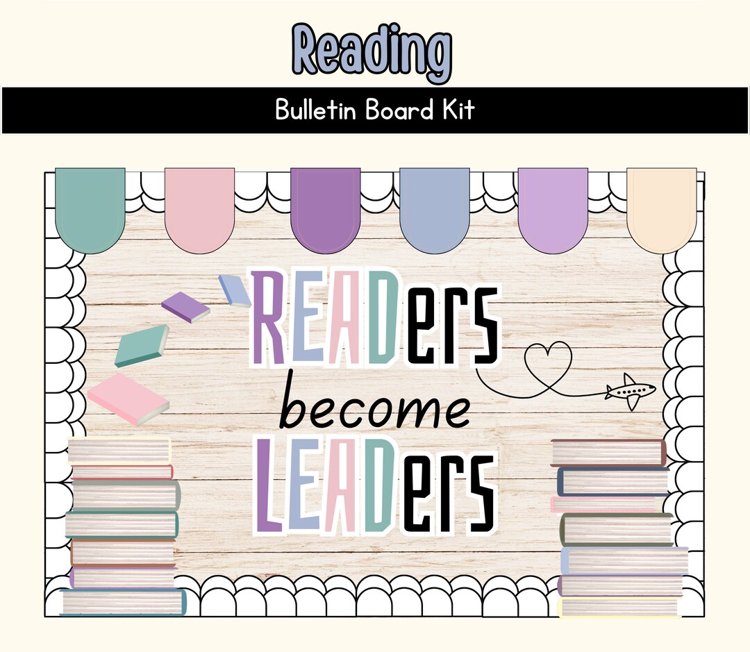 Reading Classroom Library Bulletin Board Kit Door Display Book Festive ...