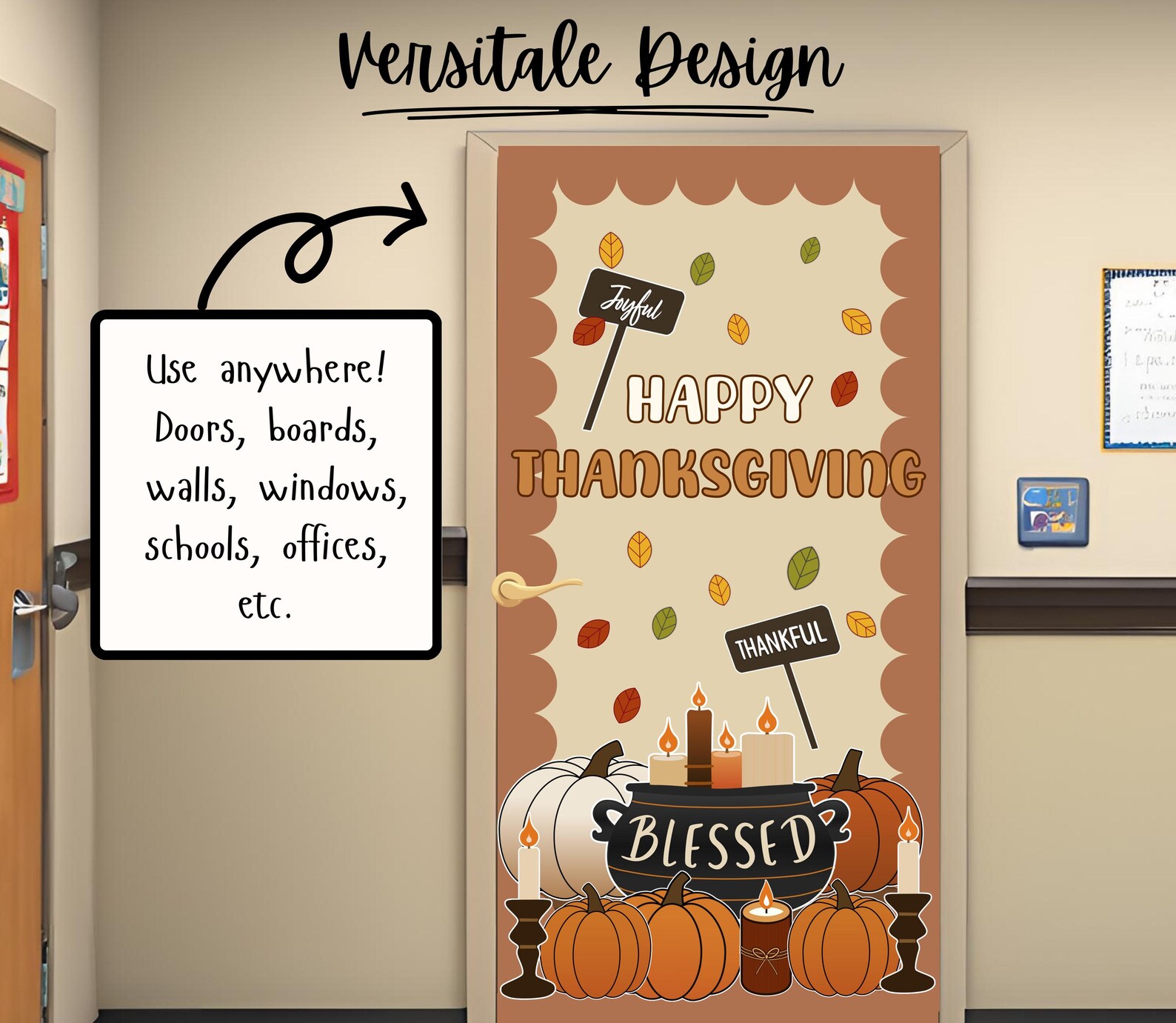 Thanksgiving Decor Bulletin Board Kit | Fall Bulletin Board Kit | Door ...