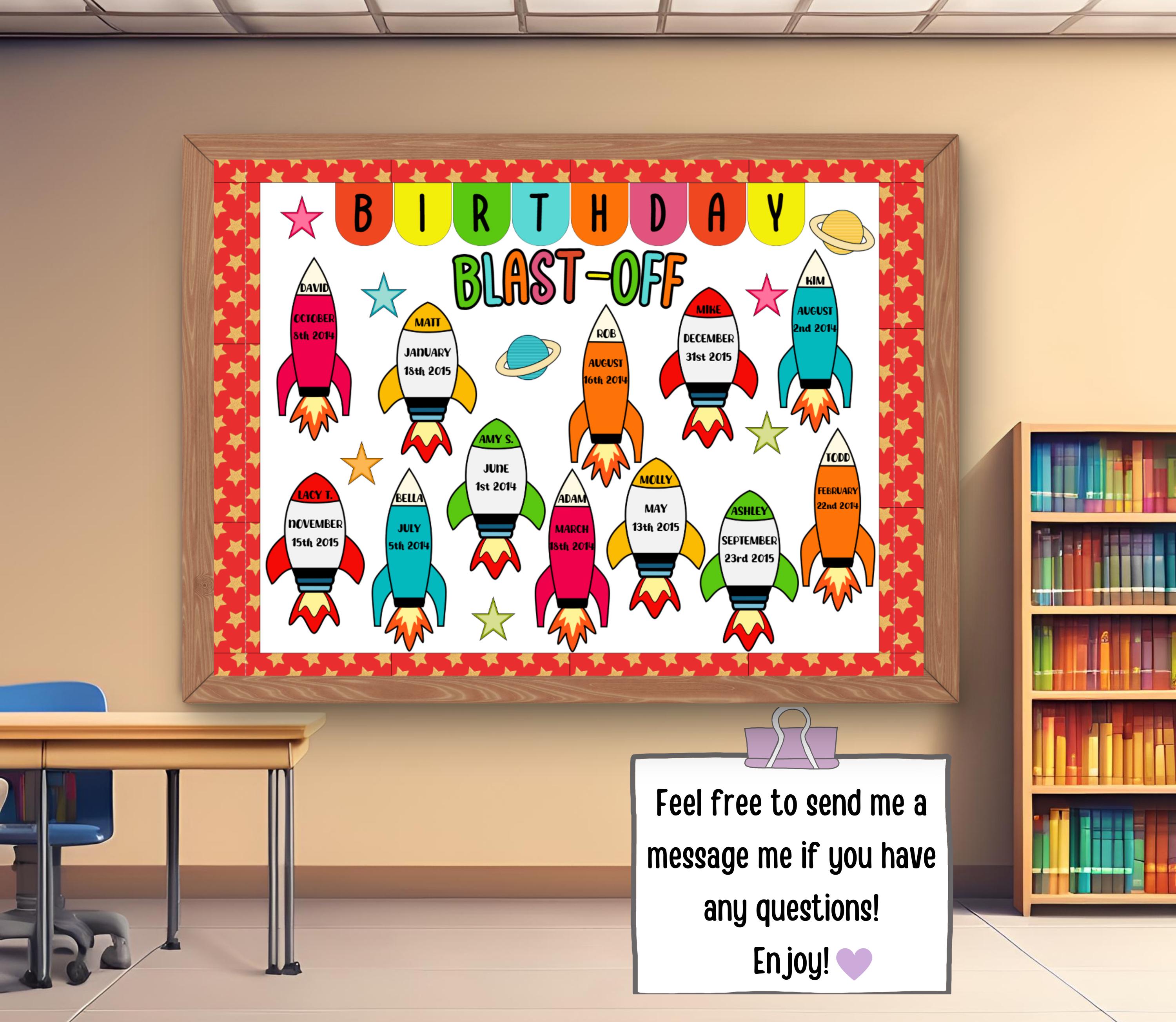Space Birthday Bulletin Board Kit Student Display, Interactive School ...