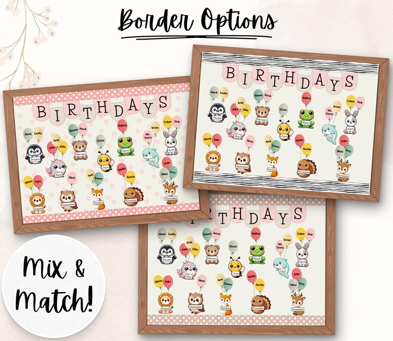 Animal Birthday Bulletin Board Kit Display, Interactive School ...