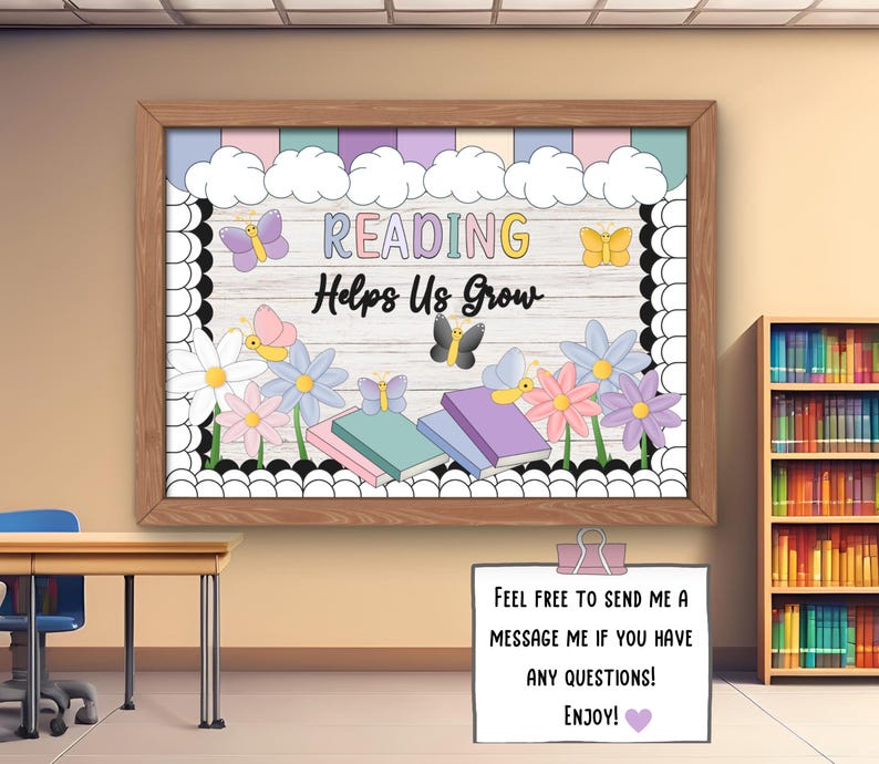 Spring Into Reading Bulletin Board Kit, Classroom Library Door Decor ...