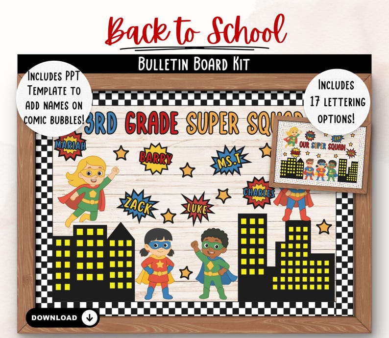 Superhero Back to School Bulletin Board Kit | Classroom Door Display ...