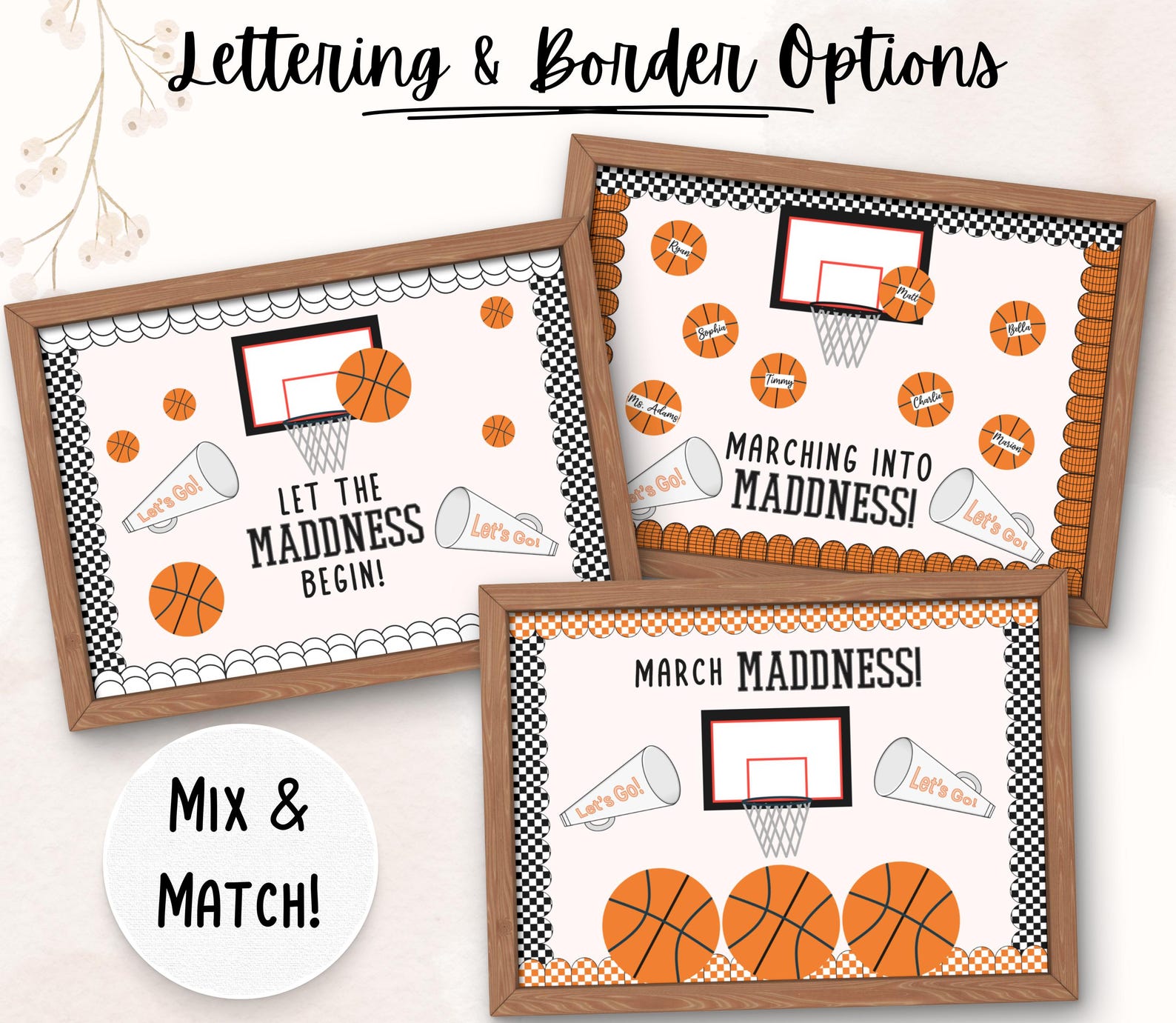 March Let the Madness Begin Bulletin Board Kit, Basketball Door Display ...