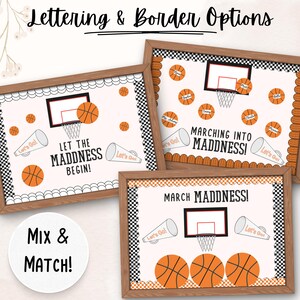 March Let the Madness Begin Bulletin Board Kit, Basketball Door Display ...