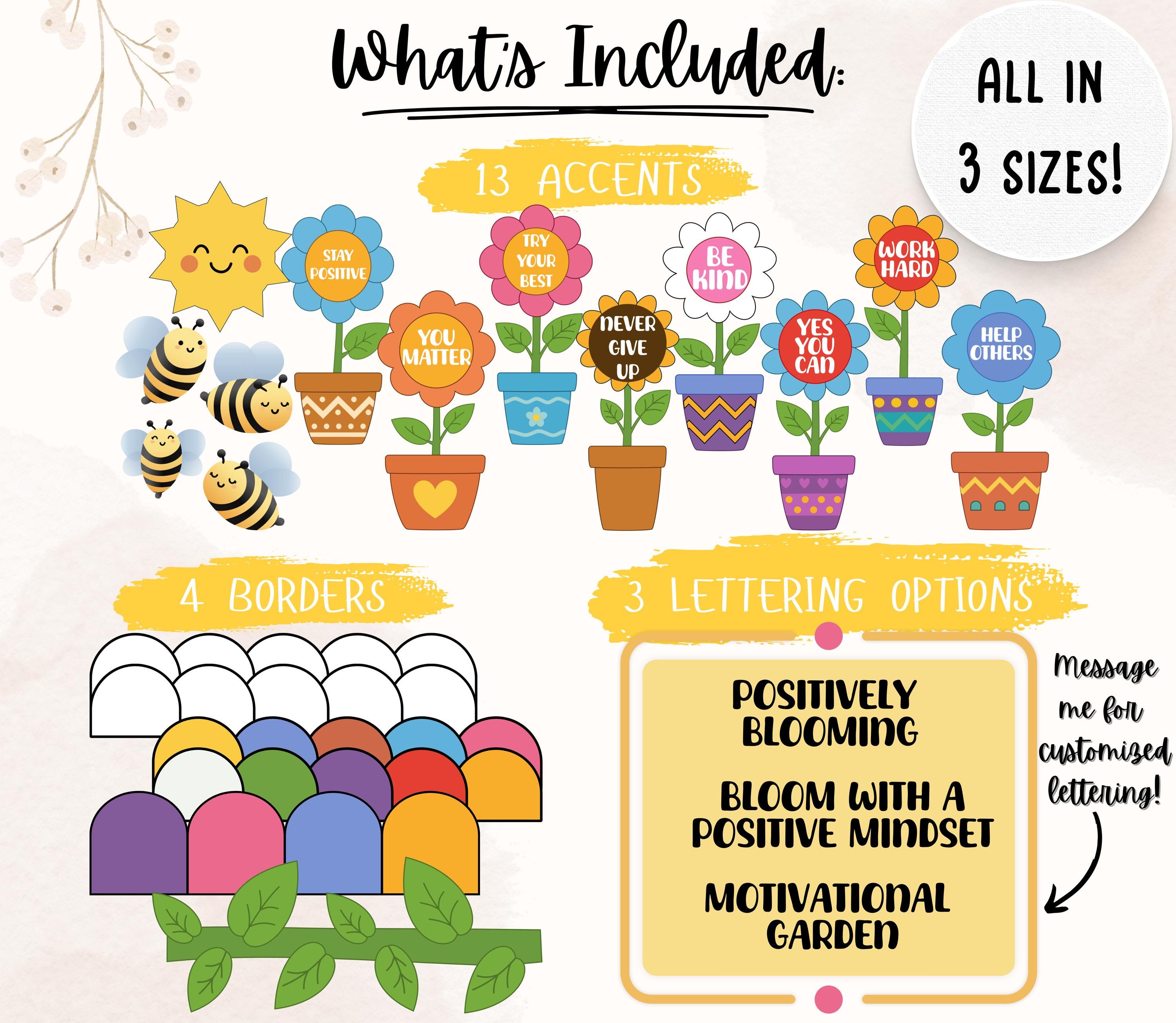 Growth Mindset Decor Bulletin Board Kit | Flower Classroom Library ...