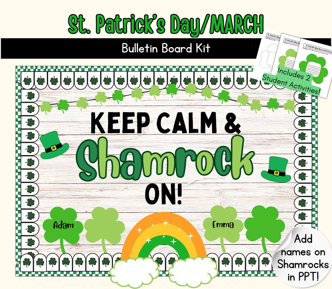 St Patrick's Day Bulletin Board Door Activity Display Kit Shamrock ...