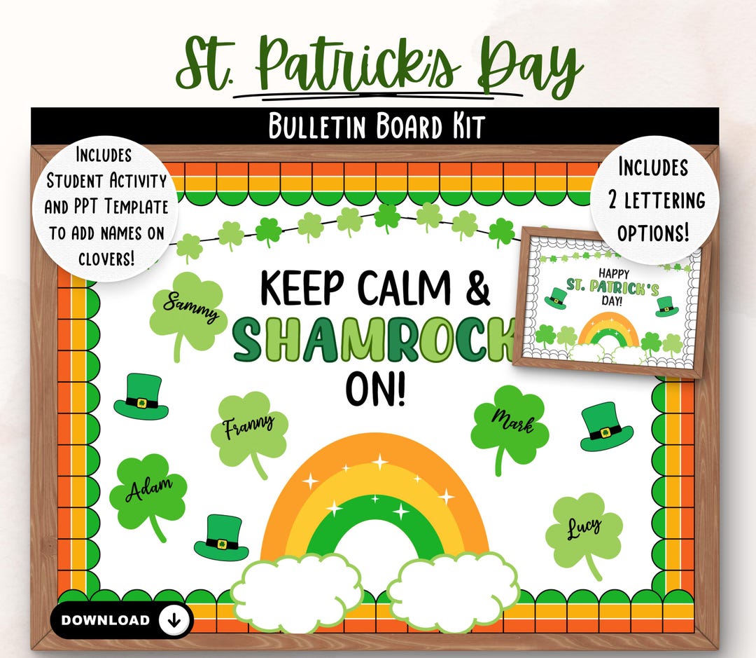 Saint Patrick's Day Bulletin Board Kit, Printable Classroom Door Decor ...