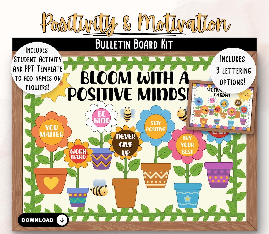 Growth Mindset Decor Bulletin Board Kit | Flower Classroom Library ...