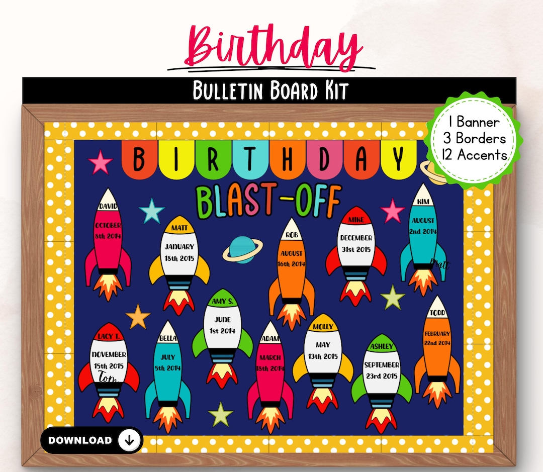 Space Birthday Bulletin Board Kit Student Display, Interactive School ...
