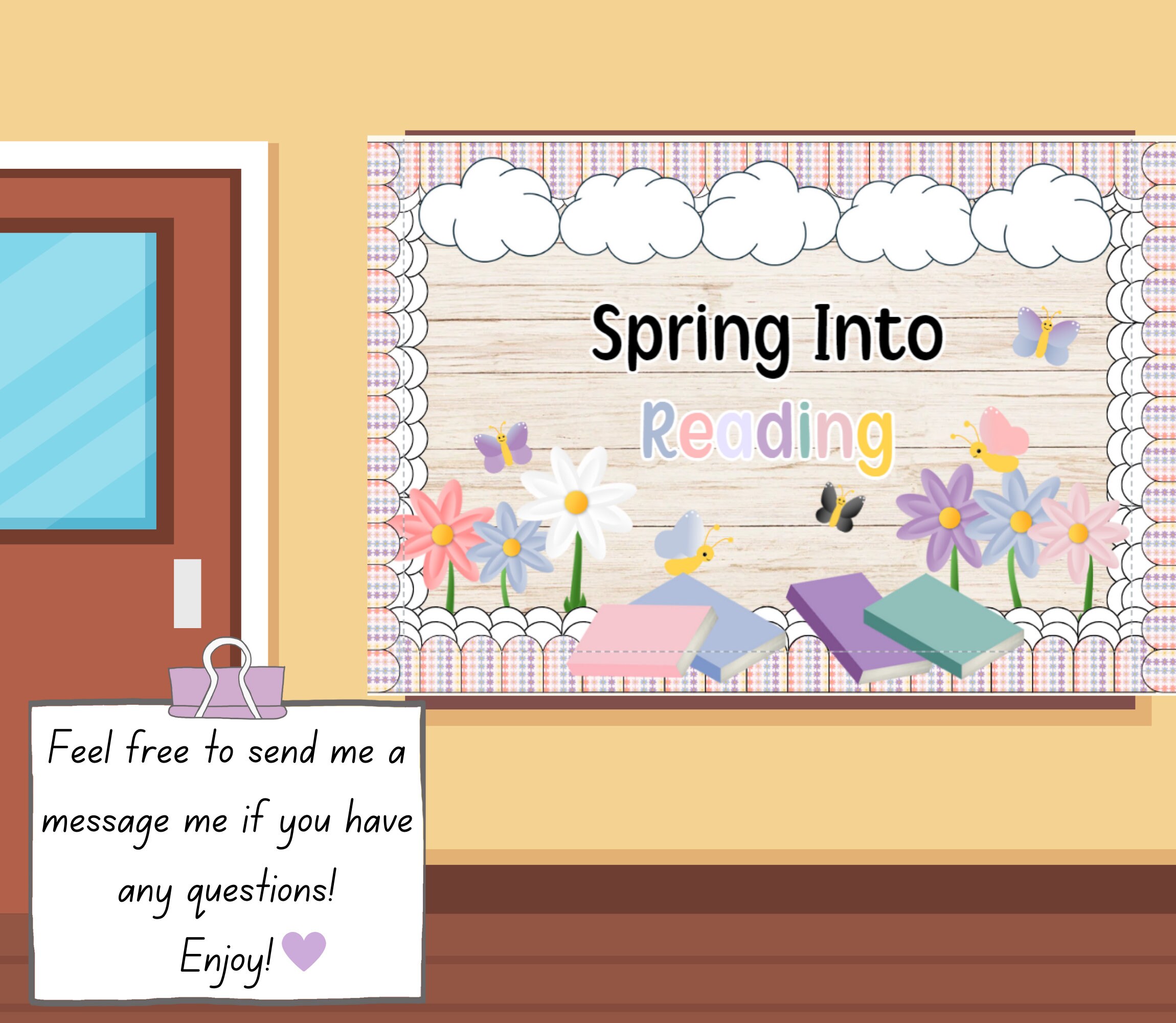 Reading Spring Bulletin Board Kit Classroom Library Door Display Book ...