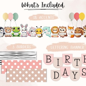 Animal Birthday Bulletin Board Kit Display, Interactive School ...
